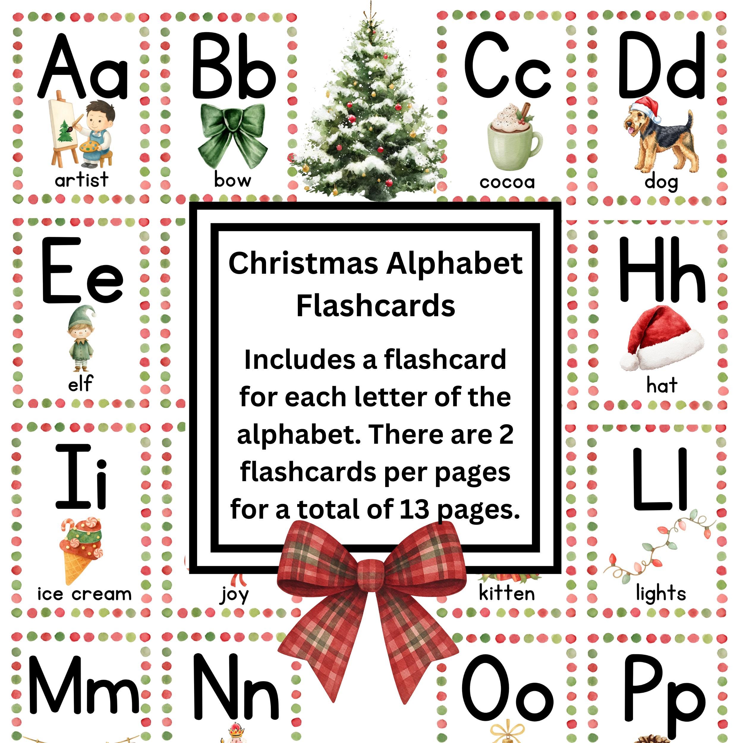 Preschool Christmas Alphabets Flashcards ABC Preschool Curriculum ...
