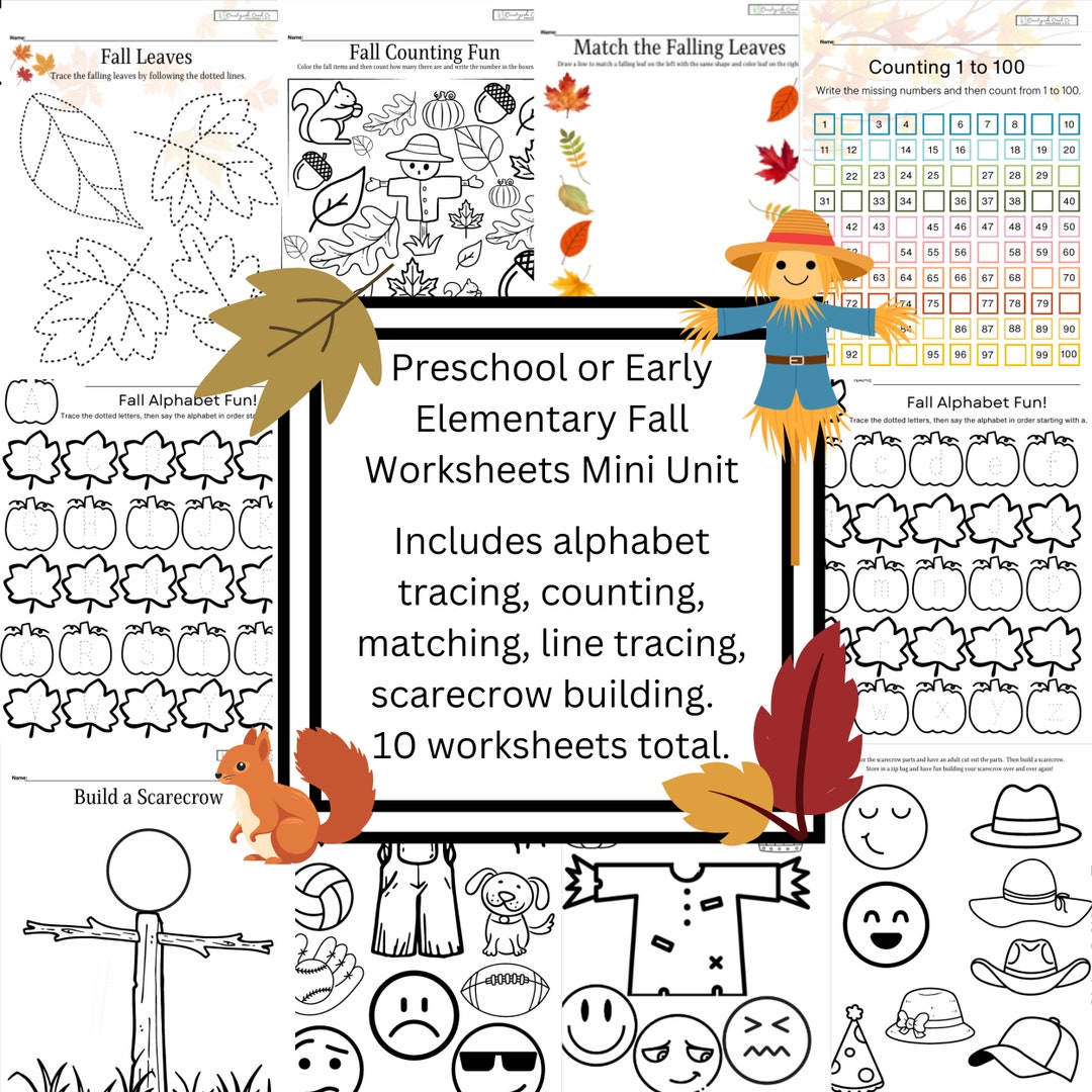 Preschool Fall Mini Unit Elementary Worksheet Digital Download Busy ...