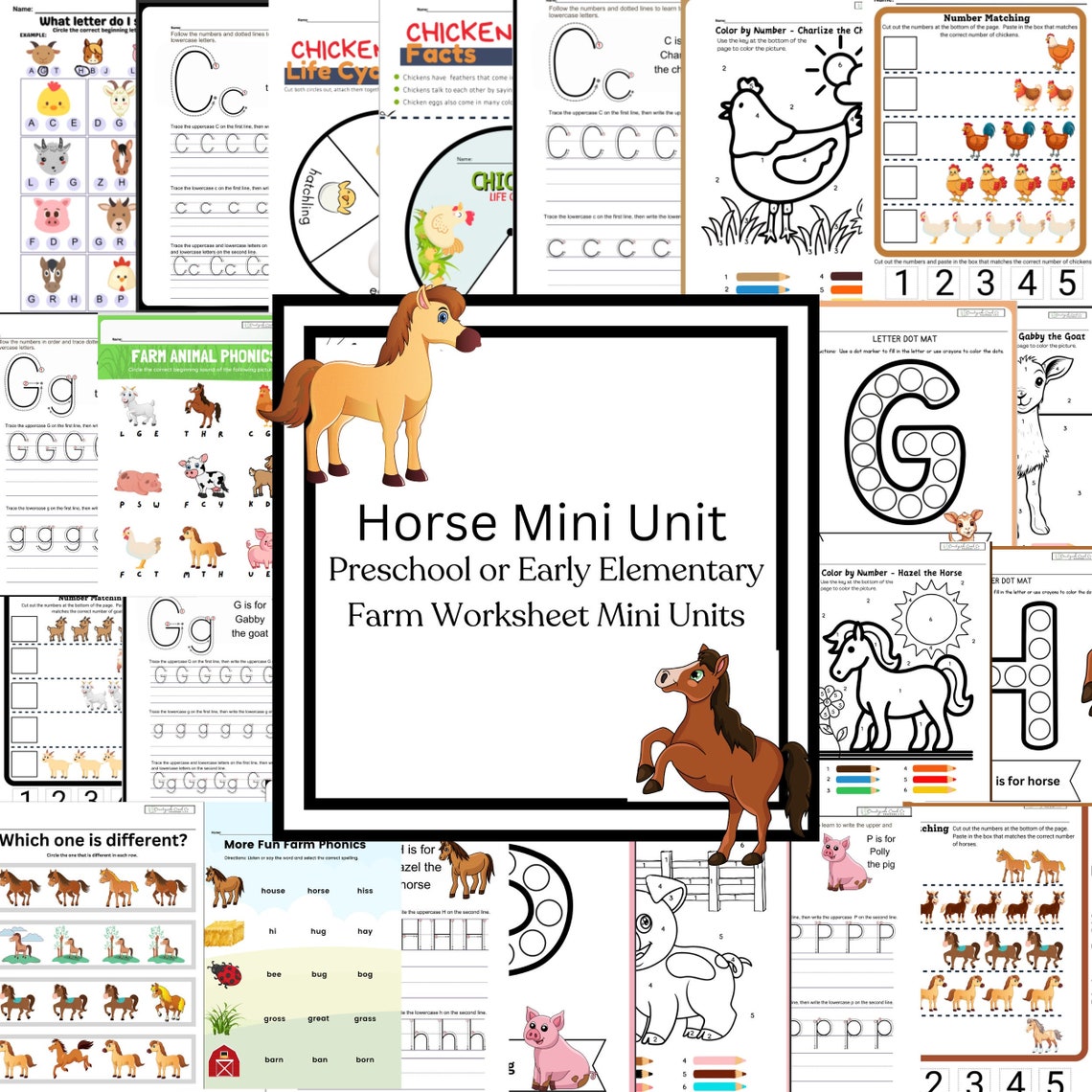 Farm Unit Study Preschool Unit Study Farm Busy Book Color by Number ...