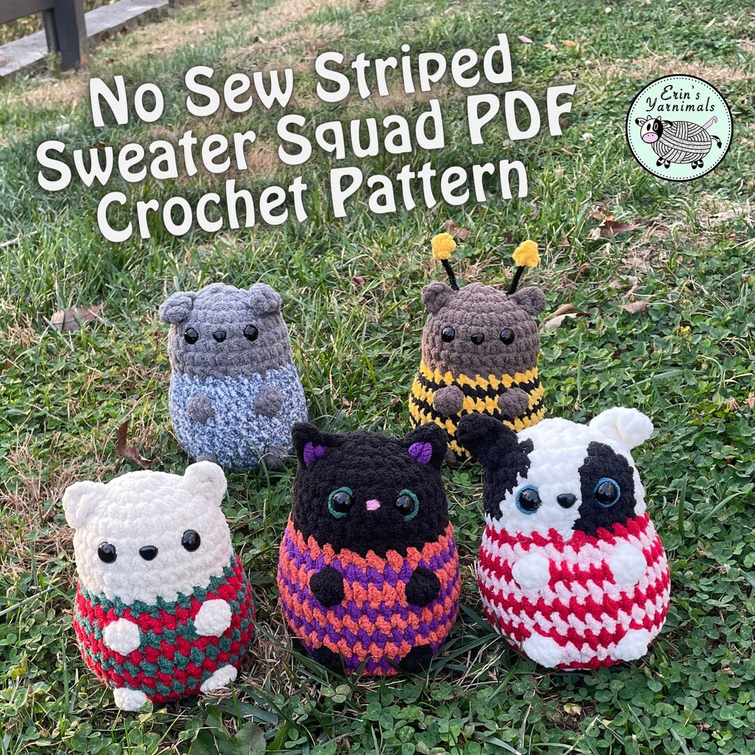 No Sew Striped Sweater Squad PDF Crochet Pattern - Etsy