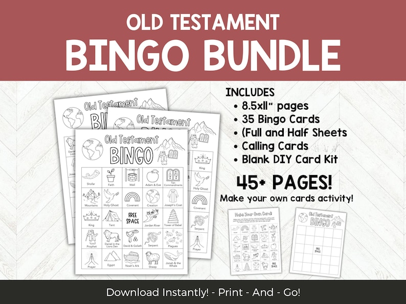 Old Testament Bible Bingo, Bible Games for Kids Teens and Adults ...