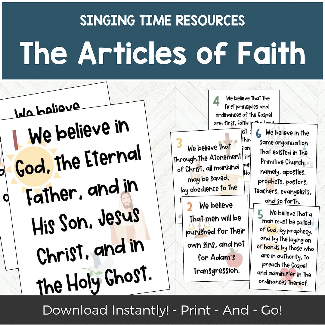 Articles of Faith Poster Memorization Visual Aids, LDS Primary Music ...