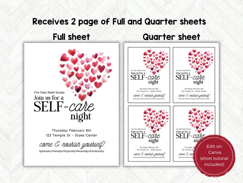 Relief Society Activity Self Care Night, EDITABLE RS Activity ...