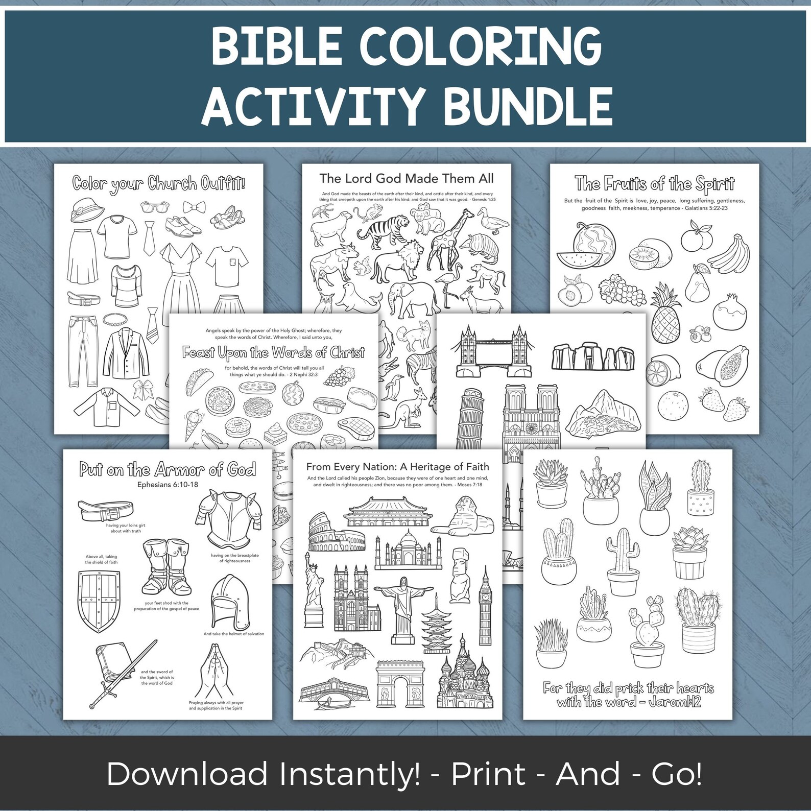 Kids Bible Coloring Pages, Armor of God Printable, Fruit of the Spirit ...
