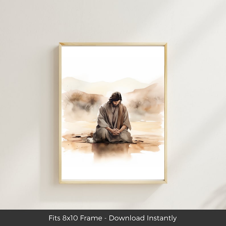Jesus Praying in the Garden of Gethsemane Christian Watercolor Art, LDS ...
