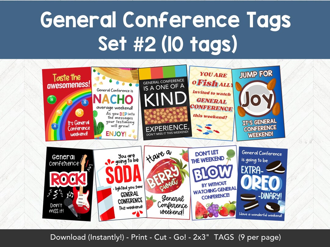 LDS Printable General Conference Treat Tag Bundle, Primary General ...