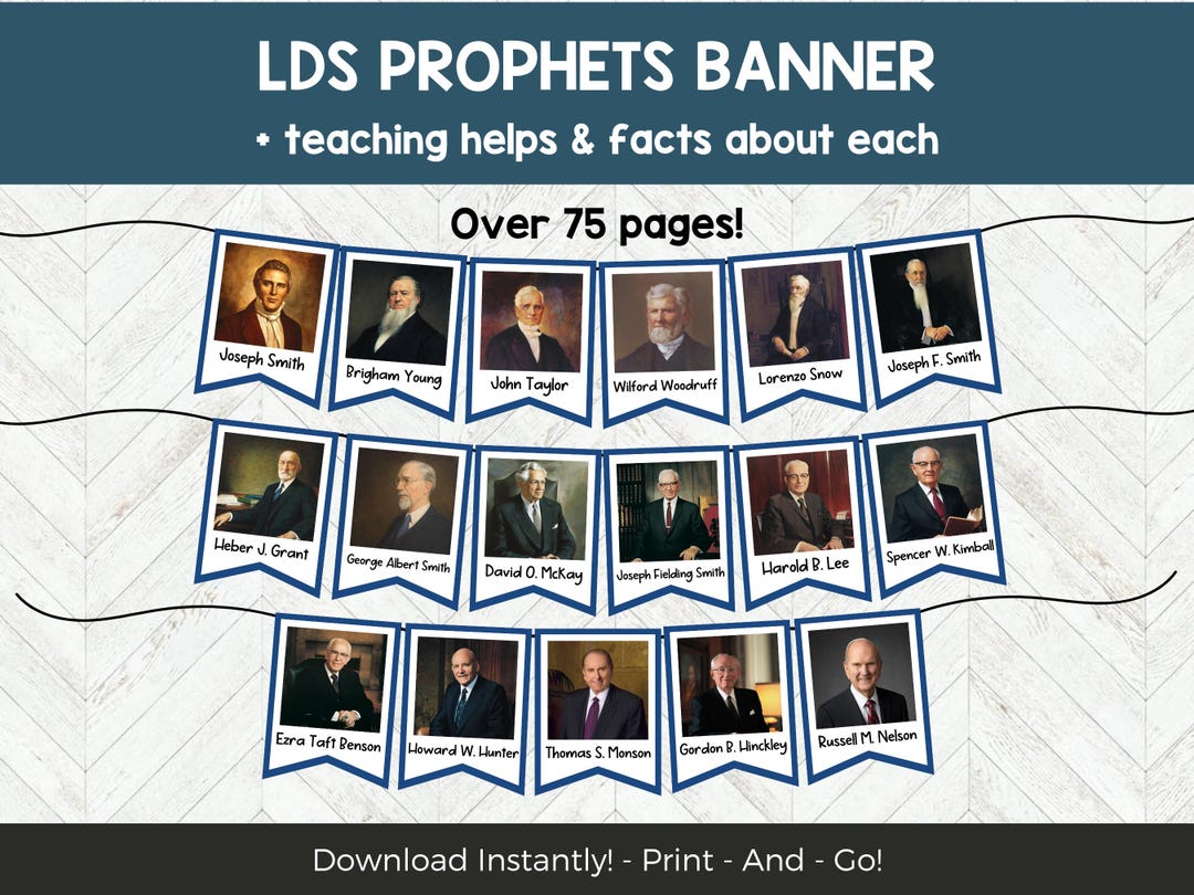 LDS Prophets Banner, Printable Lds Primary Music Visual Aid, Latter Day ...