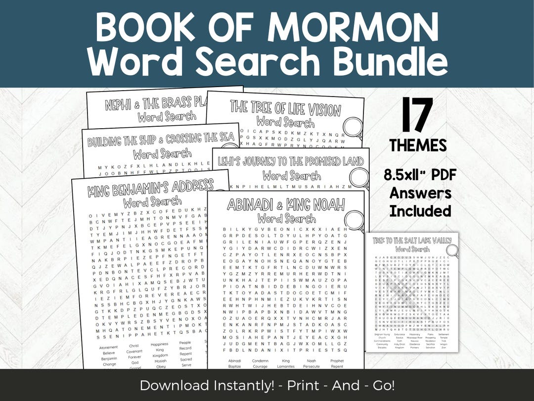 Book of Mormon Word Search Bundle, BOM Game for LDS Seminary Class or ...