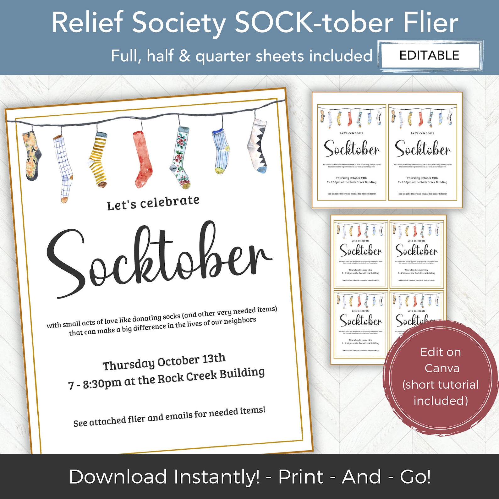 Relief Society Service Activity, RS Activity Invitation Printable, LDS ...