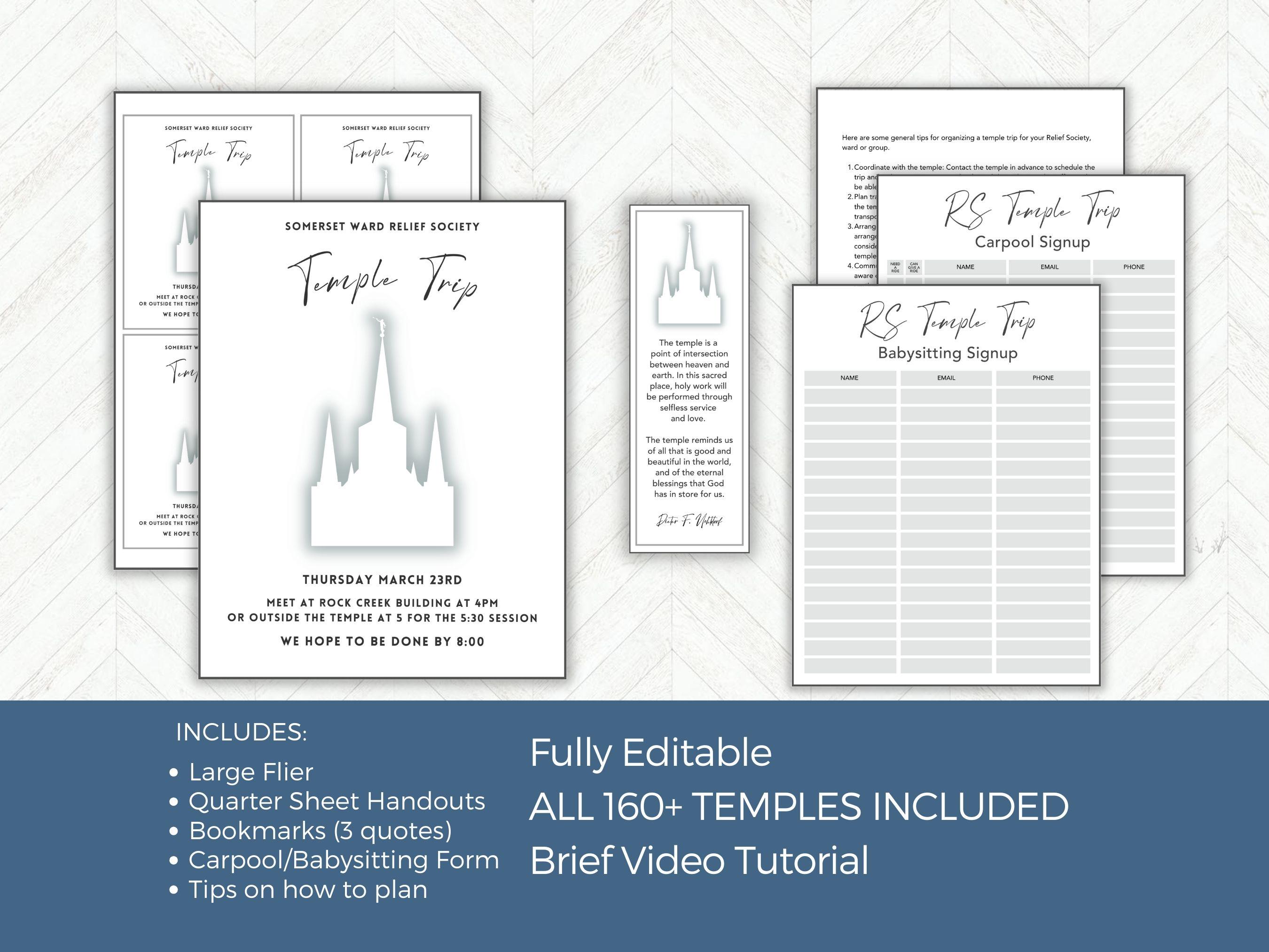 Relief Society Temple Night Activity, RS Activity Invitation Printable ...