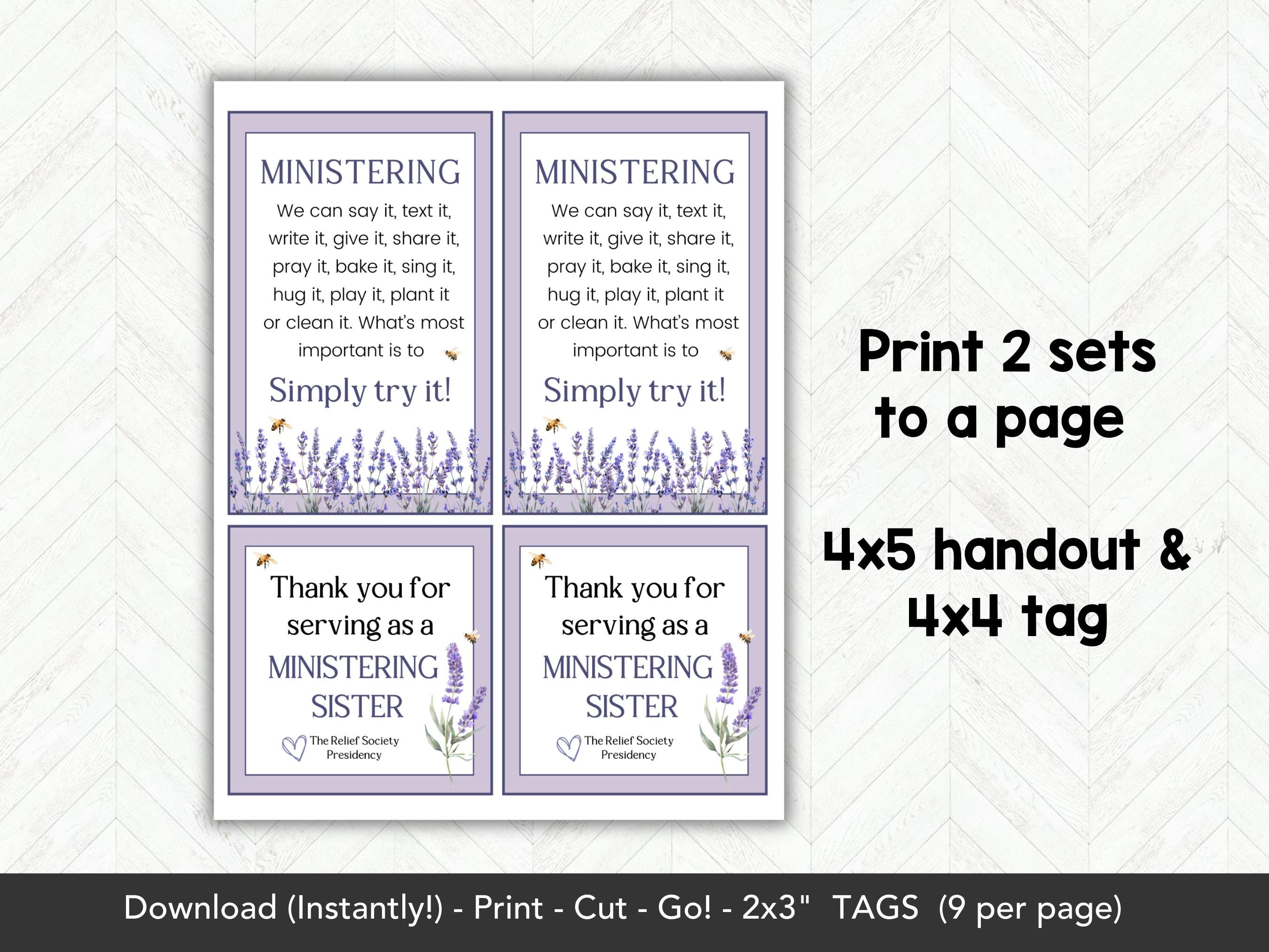 LDS Ministering Handout, Spring Ministering Gift Tag Idea, LDS Relief ...