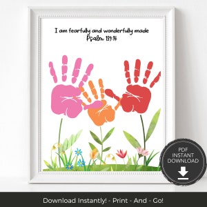 Feafully and Wonderfully Made Psalm Childrens Bible Verse Handprint ...