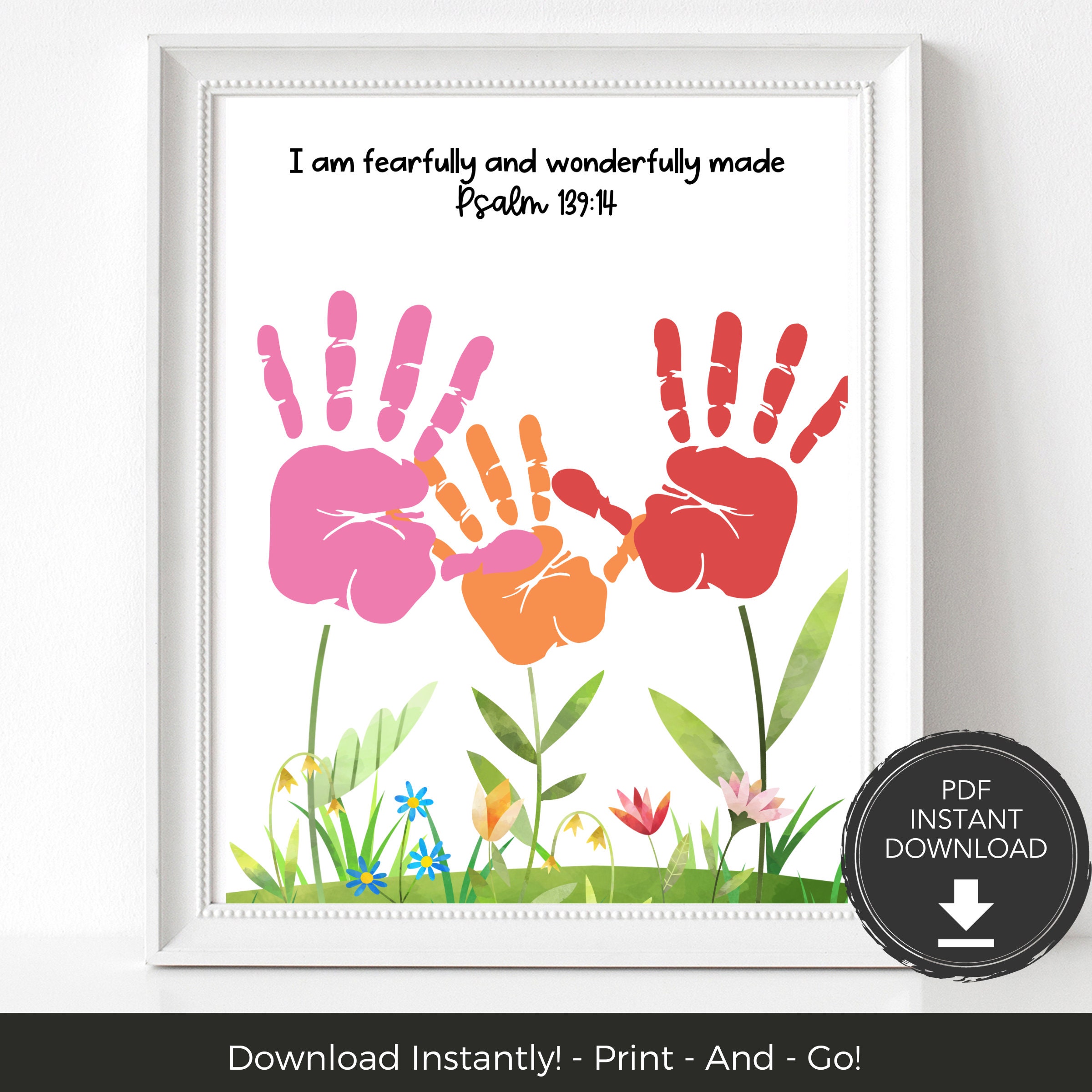 Feafully and Wonderfully Made Psalm Childrens Bible Verse Handprint ...