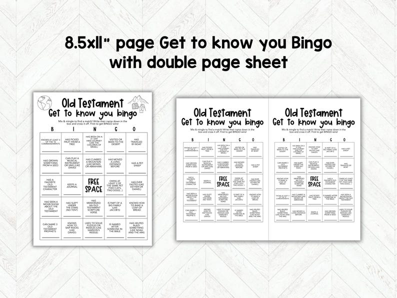 Old Testament Get to Know You Bingo Game Printable, Christian ...