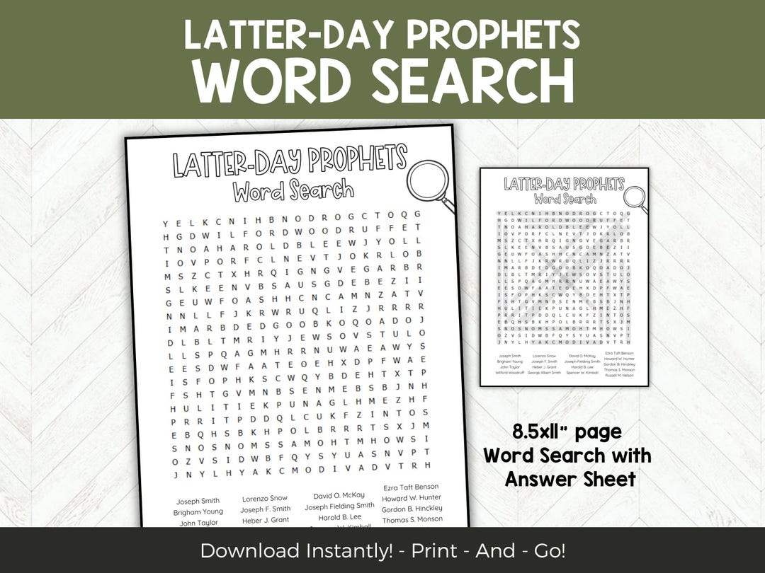 Latter Day Prophets Word Search, Doctrine and Covenants Game for LDS ...