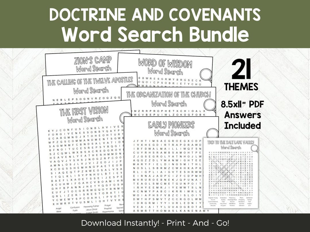 Doctrine and Covenants Word Search Bundle, D&C Game for LDS Seminary ...