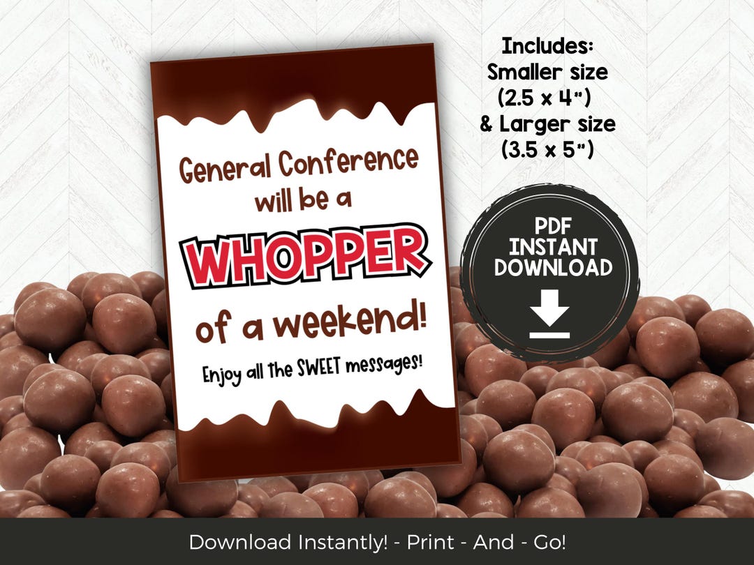 LDS Printable General Conference Treat Tag, Primary General Conference ...