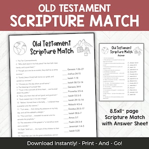 Old Testament Scripture Matching Game, Bible Verse Activity for Youth ...
