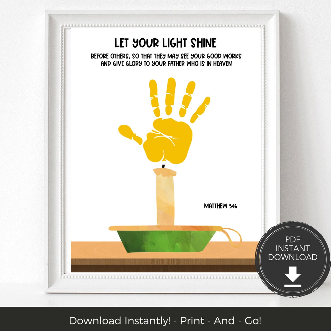 Let Your Light Shine Children's Bible Handprint Craft, Scripture ...