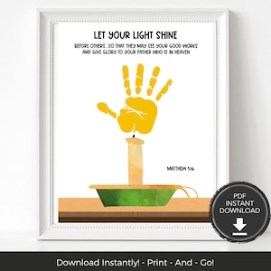 Let Your Light Shine Children's Bible Handprint Craft, Scripture ...