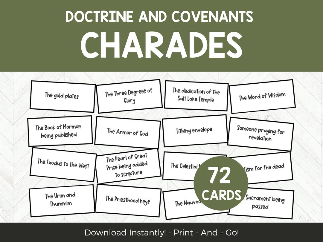Doctrine and Covenants Charades Game, LDS Youth or Seminary Activity ...