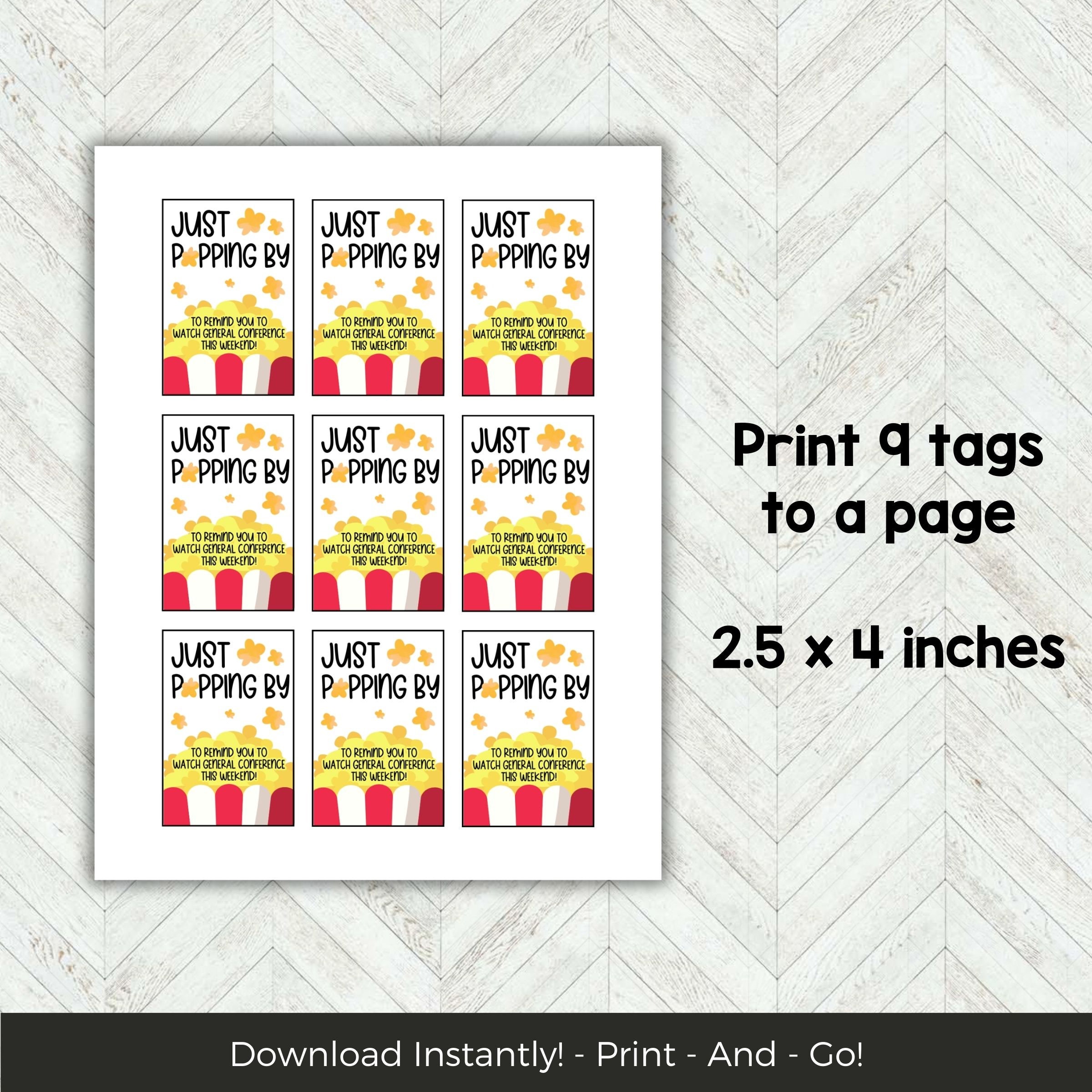 Printable LDS General Conference Treat Tag, Primary General Conference ...