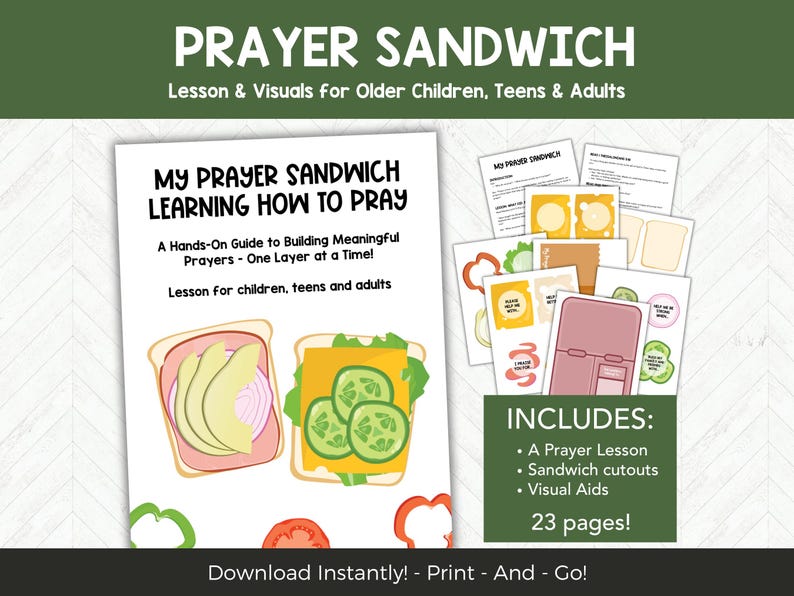 Kids Prayer Sandwich Activity, Sunday School Prayer Lesson, Christian ...