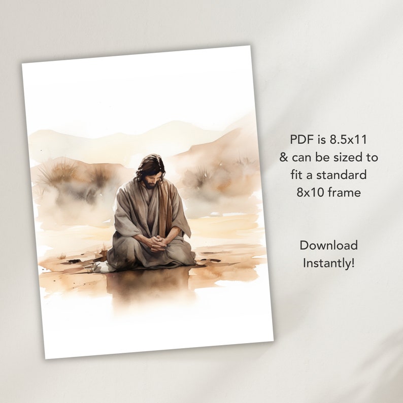 Jesus Praying in the Garden of Gethsemane Christian Watercolor Art, LDS ...