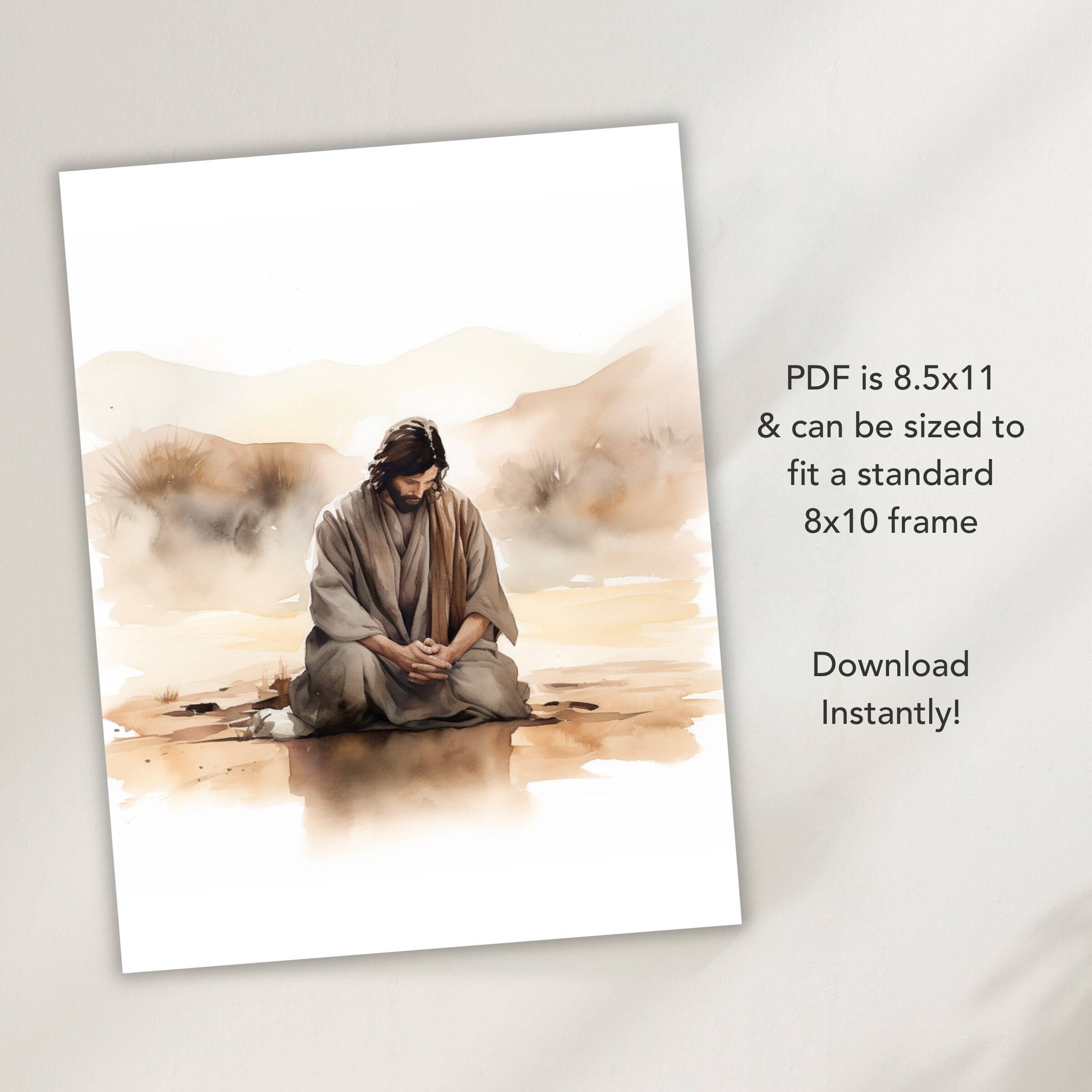 Jesus Praying in the Garden of Gethsemane Christian Watercolor Art, LDS ...
