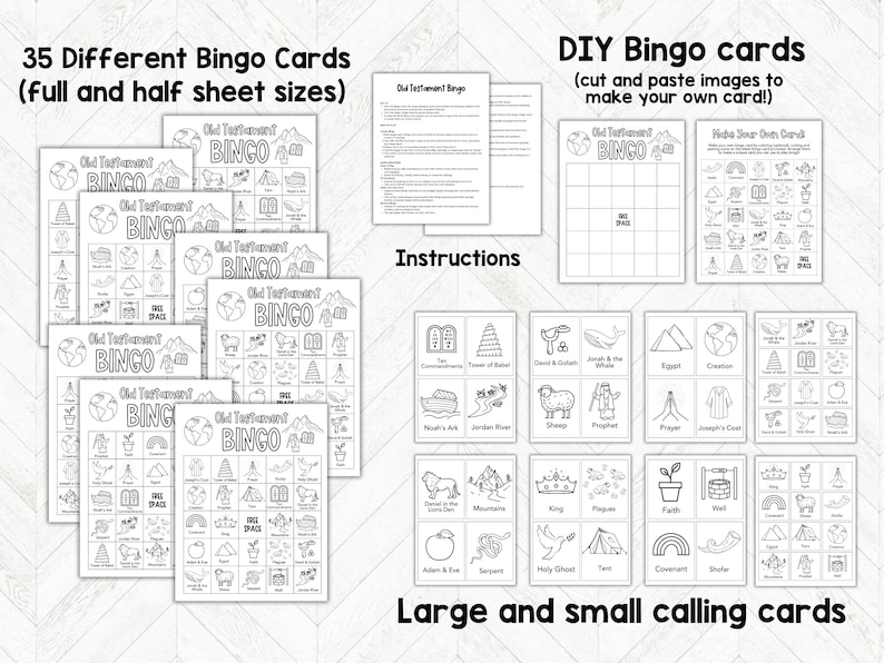 Old Testament Bible Bingo, Bible Games for Kids Teens and Adults ...