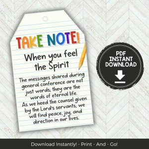 LDS General Conference Treat Tag, Primary General Conference Tag ...