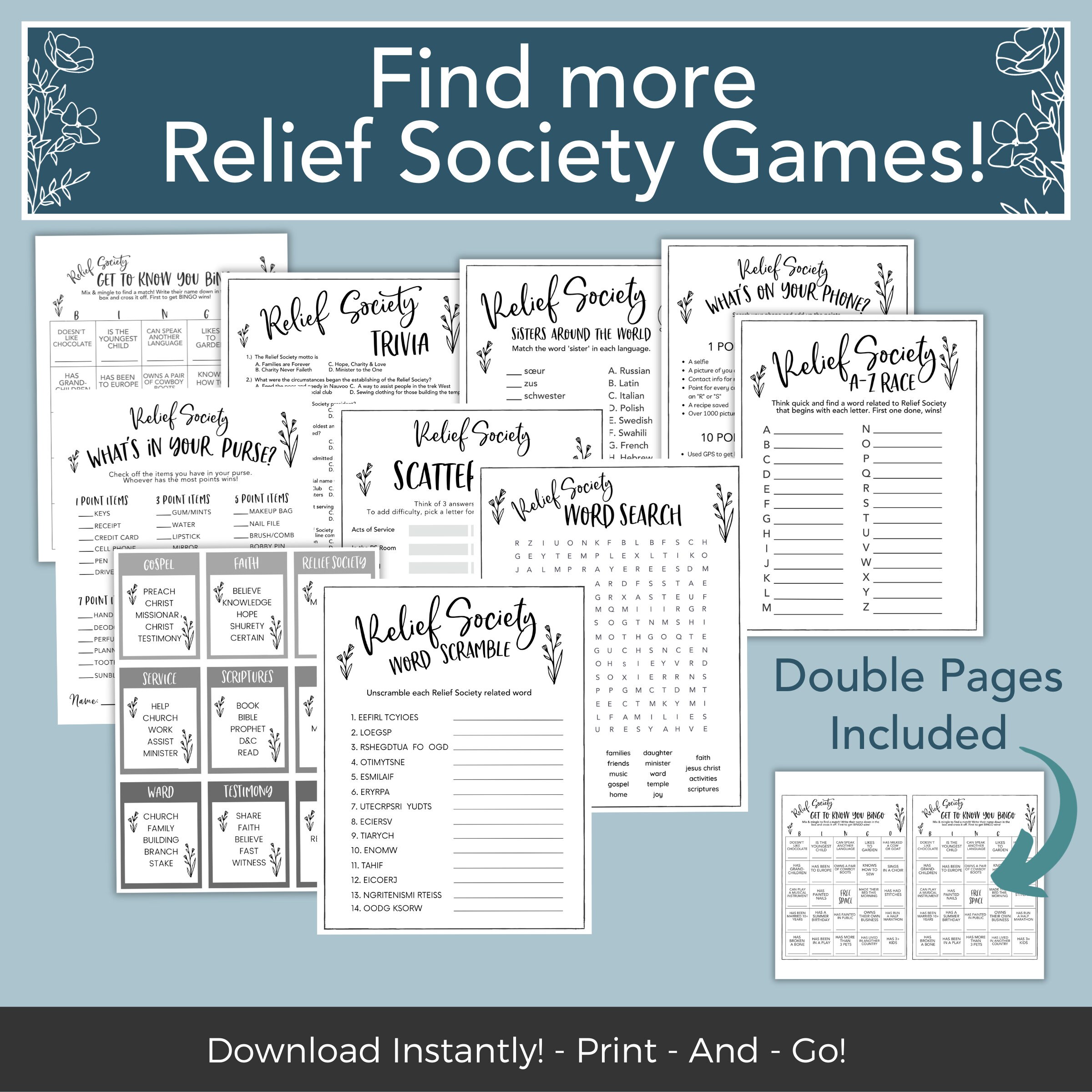 RELIEF SOCIETY Activity Game, Activity Printable Game, Get to Know You ...