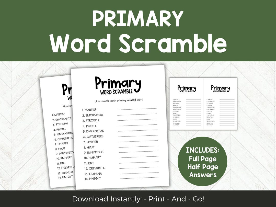 LDS Primary Activity, Primary Word Scramble, Easy LDS Printable ...