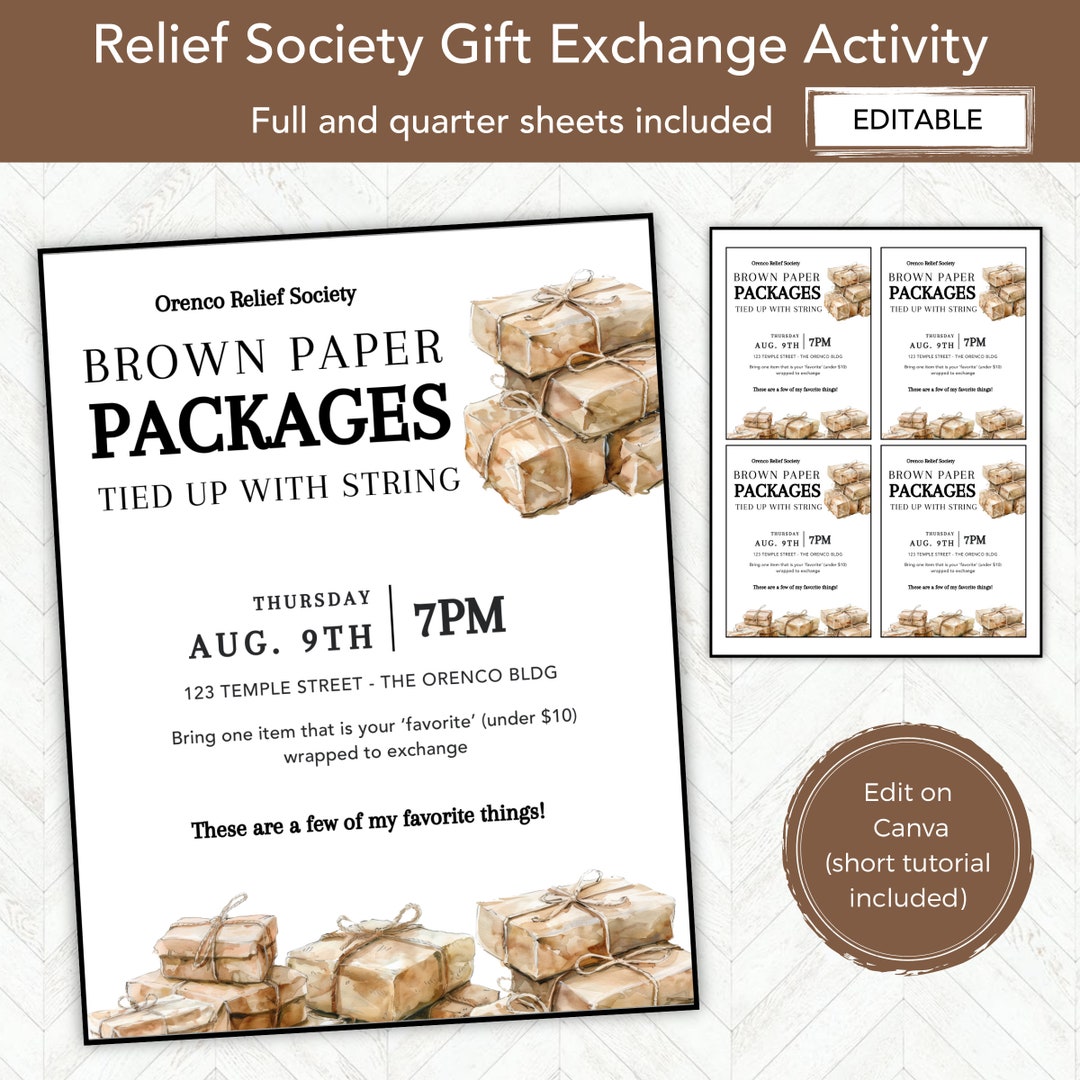 Gift Exchange LDS Relief Society Activity, EDITABLE RS Activities ...