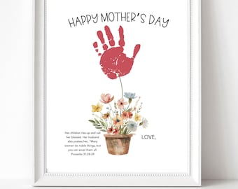 Mothers Day Handprint Craft, Bible Verse Christian Homeschool Prek ...
