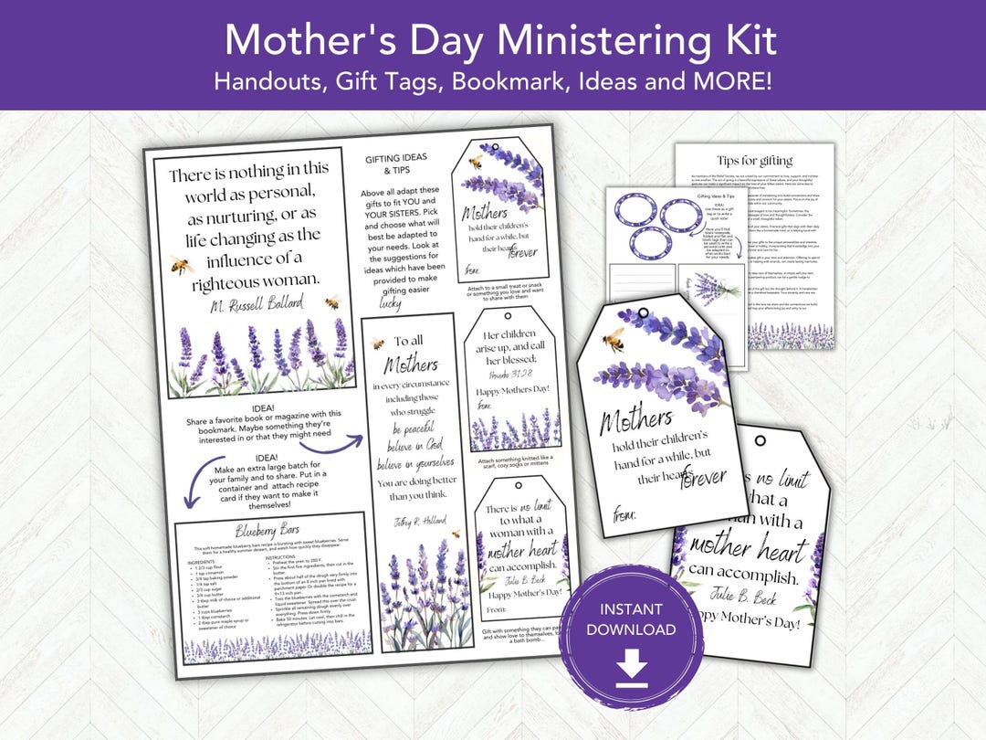 Mothers Day Ministering Kit, Relief Society Gift Idea, LDS Ministering ...