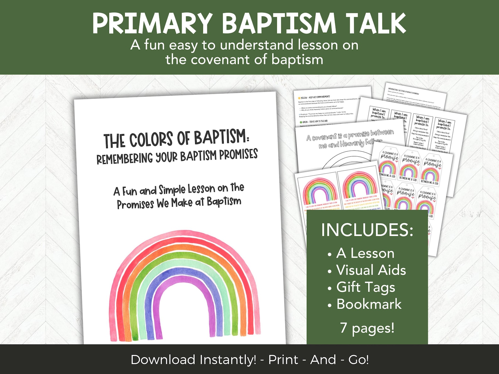 The Colors Baptism Talk With Lesson, Visuals, Handout, Gift Tags and ...