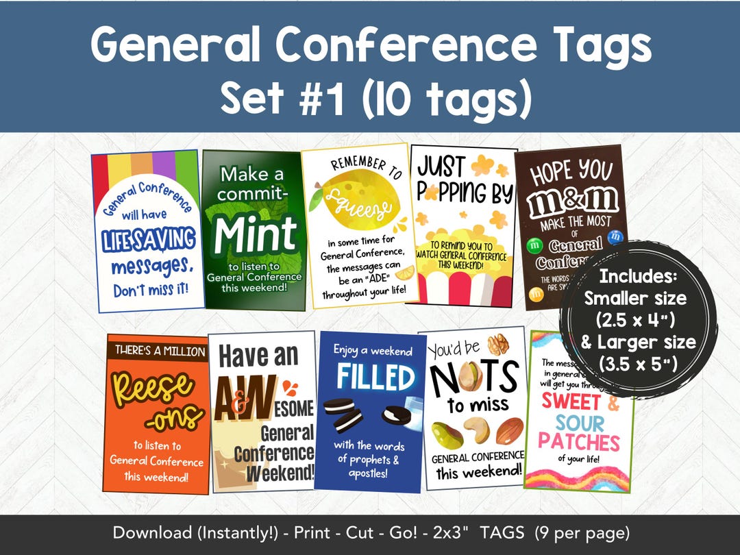 LDS Printable General Conference Treat Tag Bundle, Primary General ...