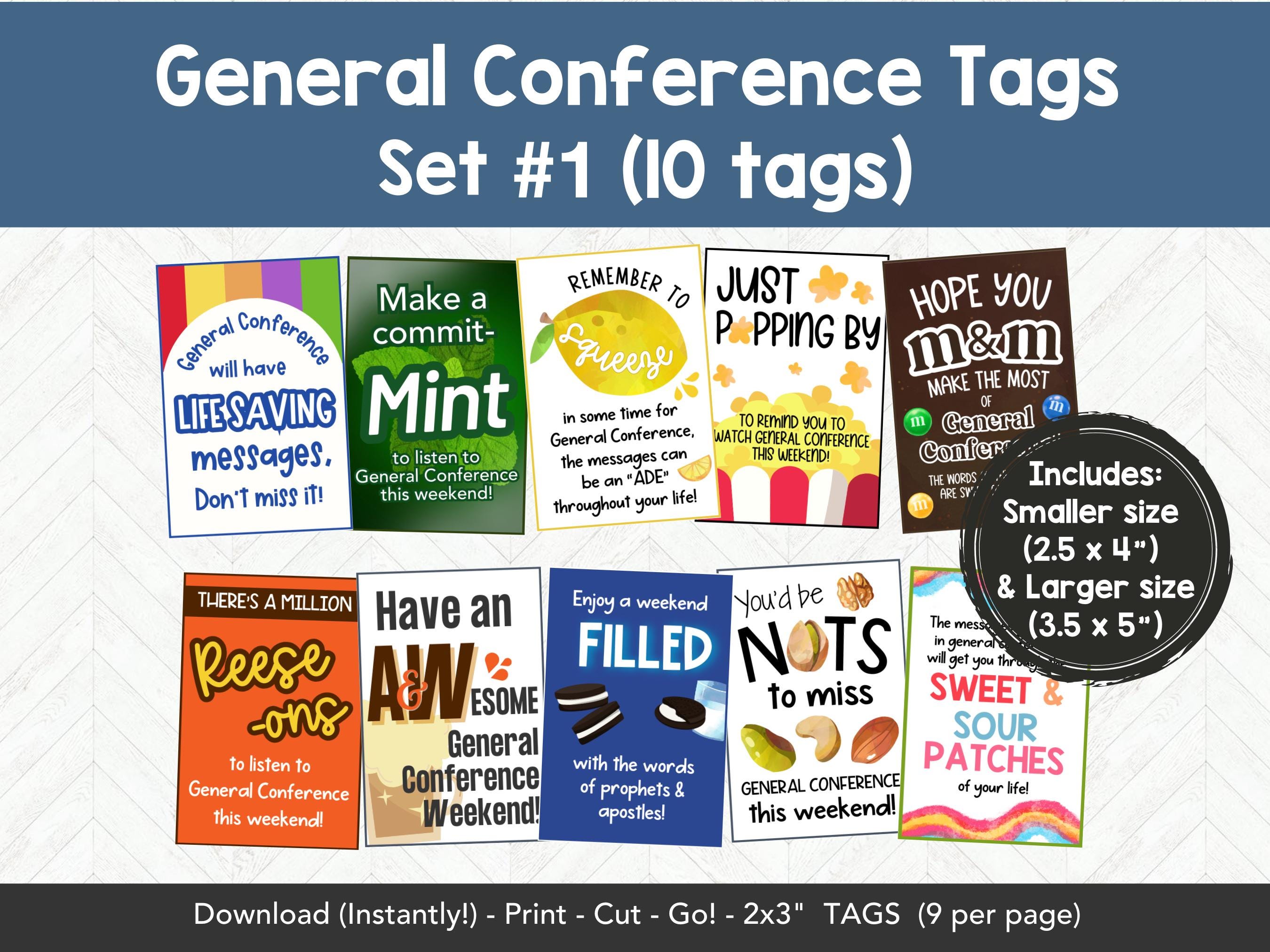 LDS Printable General Conference Treat Tag Bundle, Primary General ...