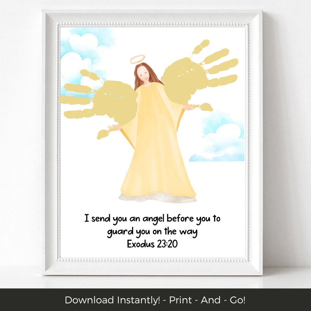 Handprint Angel Printable Bible Verse Handprint Art, Christian ...