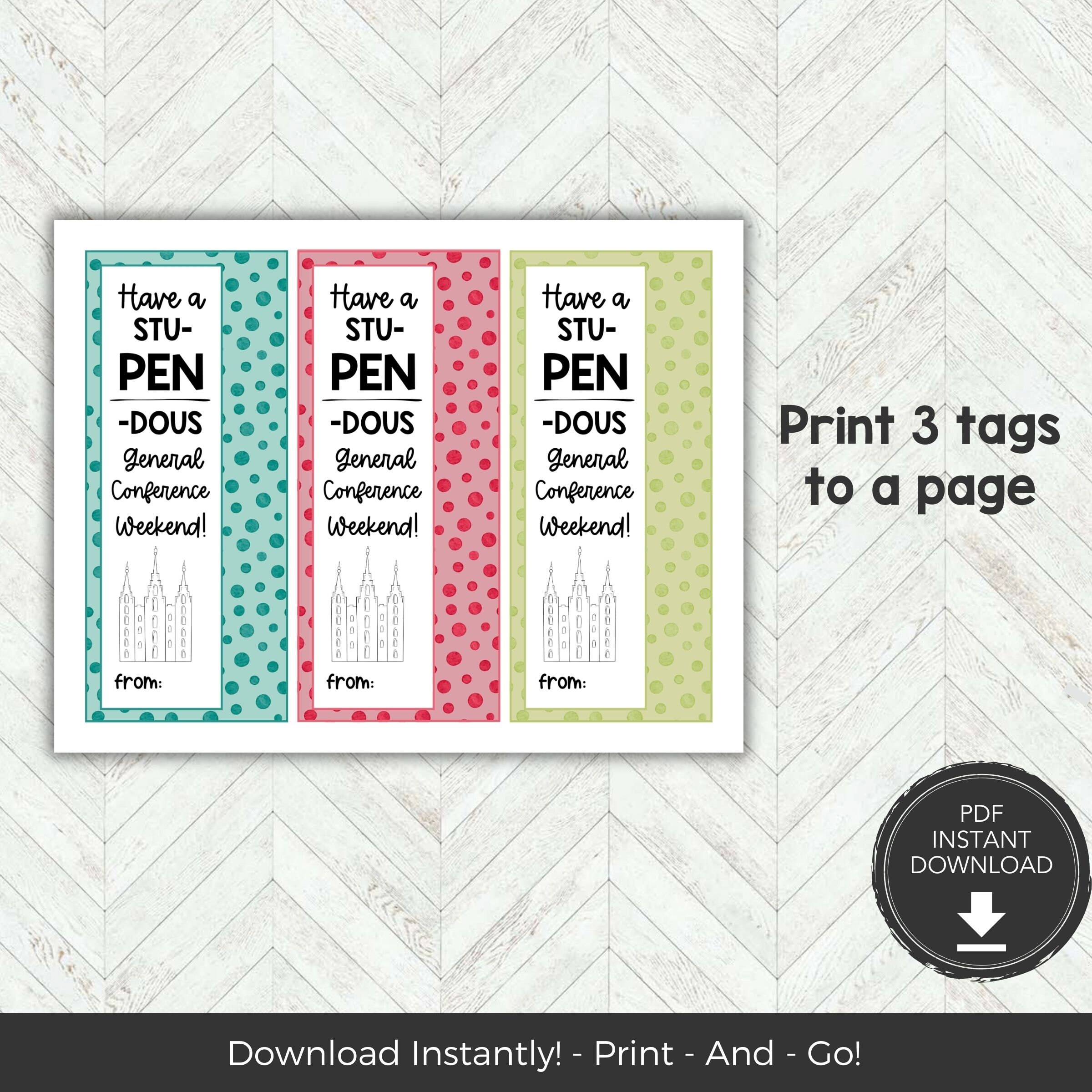 LDS Printable General Conference Treat Tag, Primary General Conference ...