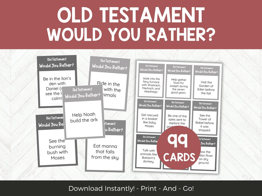 Old Testament Would You Rather Game, Bible Activity Cards for Kids or ...