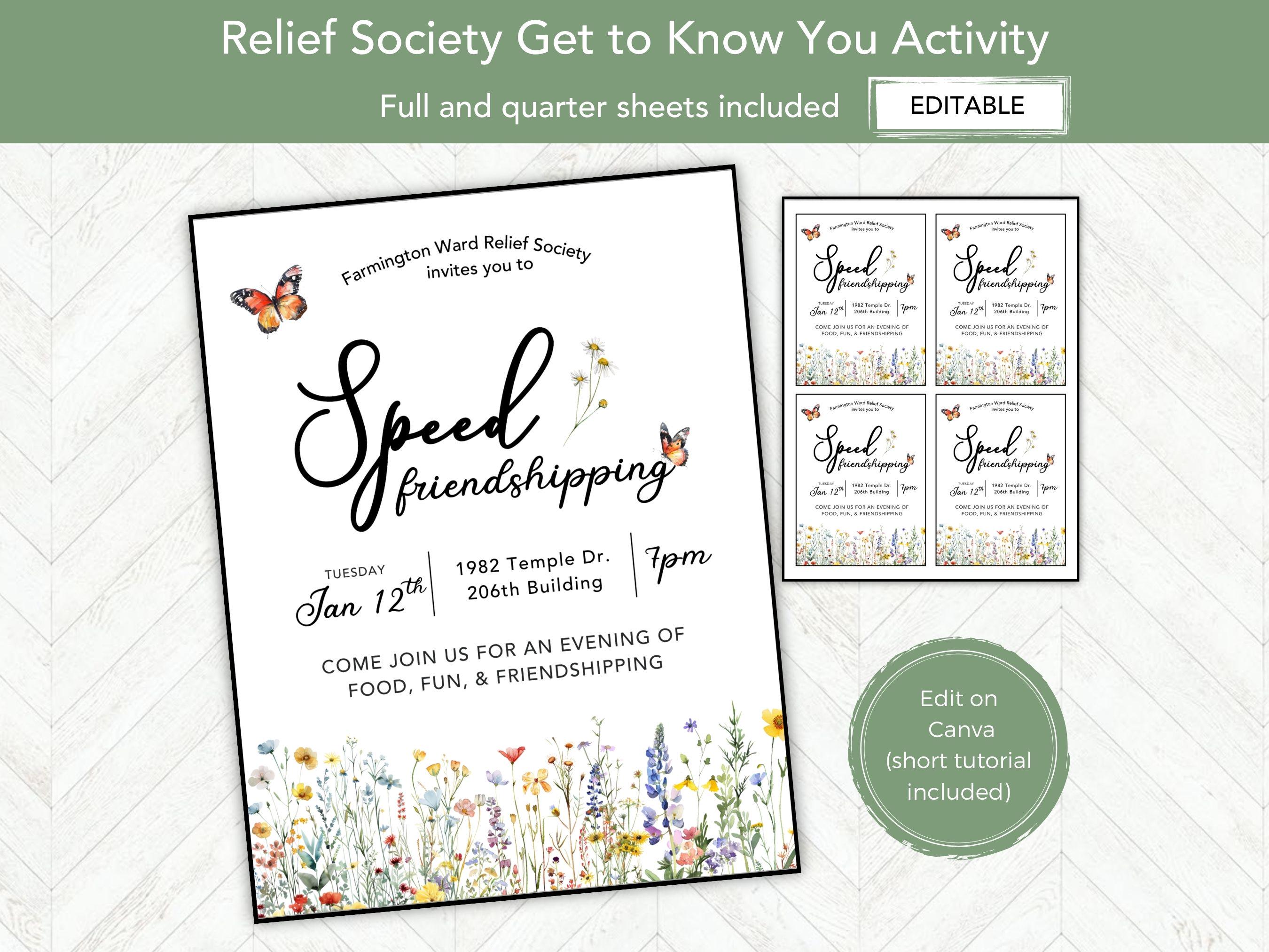Get to Know You LDS Relief Society Activity, EDITABLE RS Activities ...