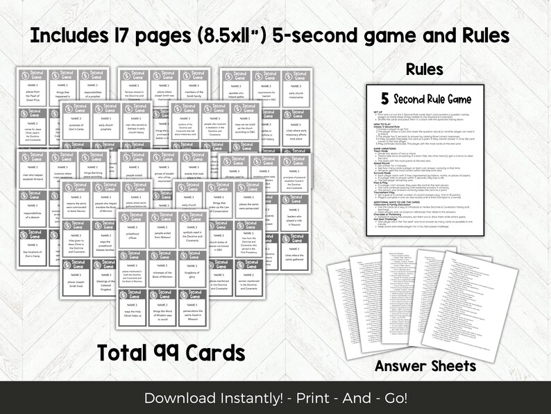 Doctrine and Covenants LDS Game, D&C 5 Second Game for LDS Seminary ...