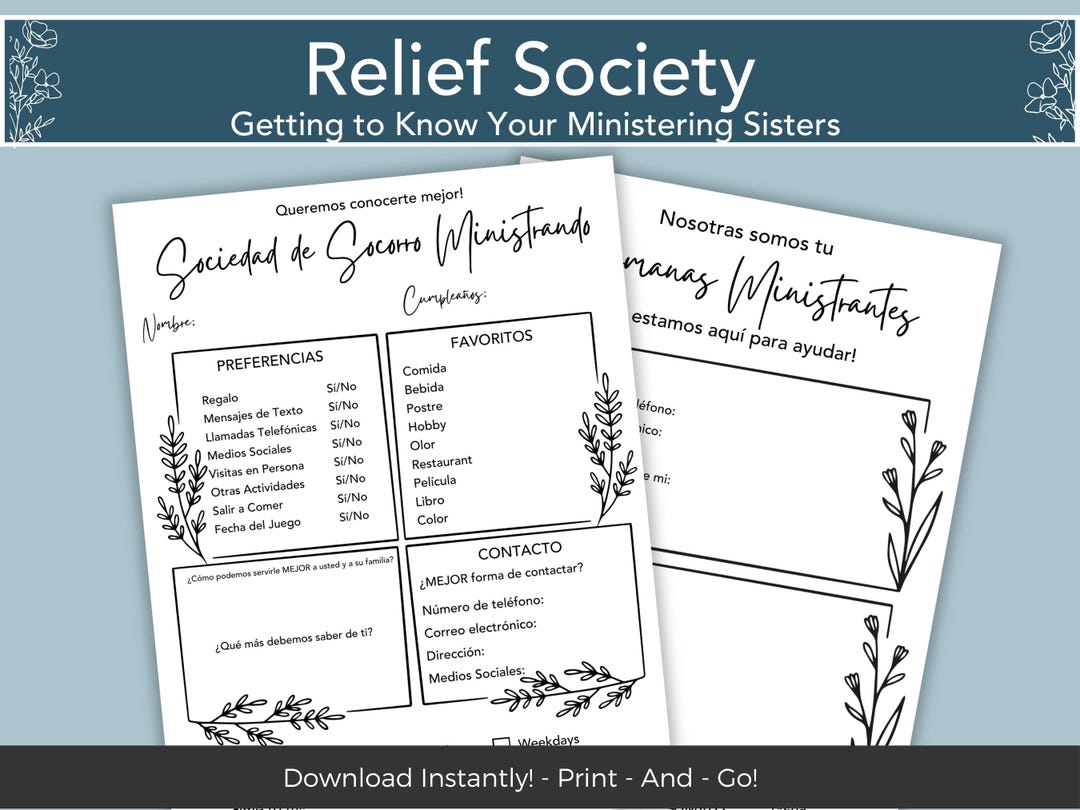 RELIEF SOCIETY Ministering Sister Survey, Ministering Get to Know You ...