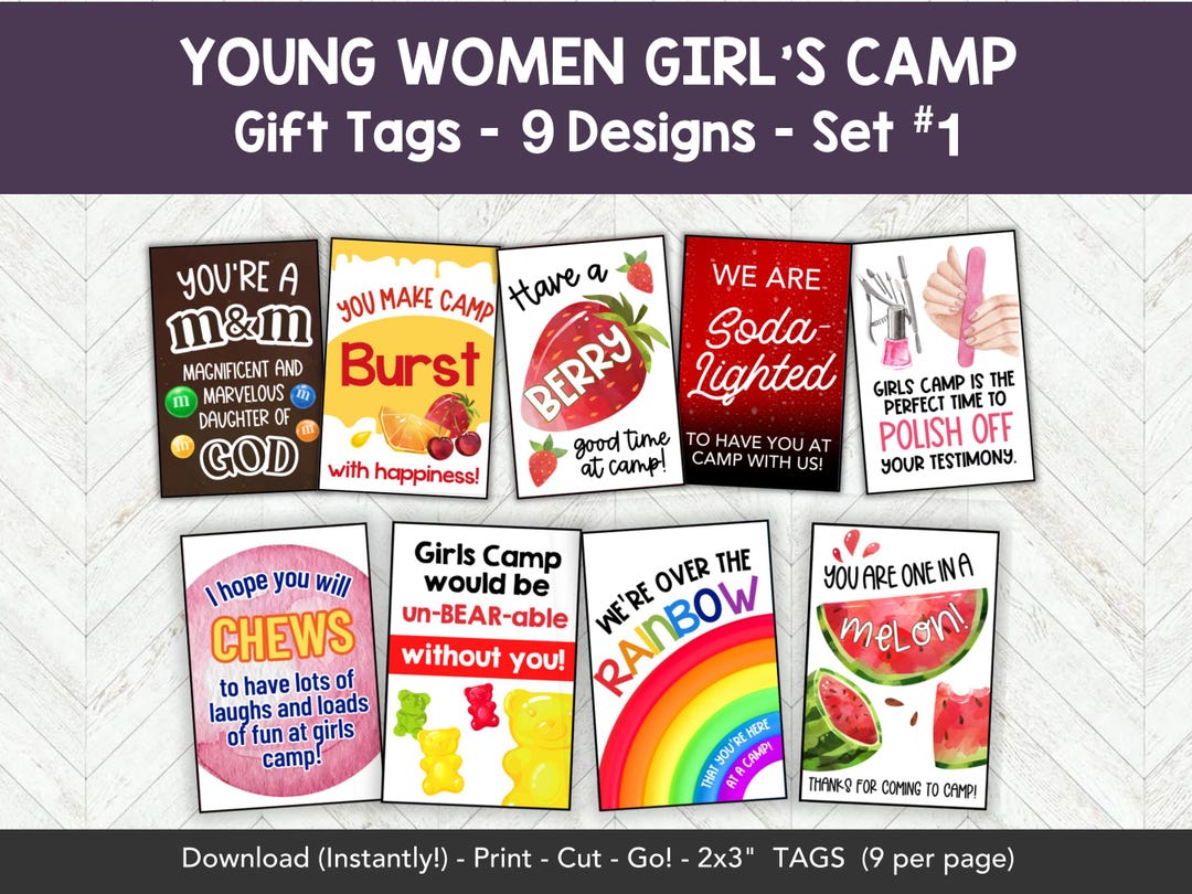 LDS Girls Camp Treat Tags Printable, Girls Camp Gift Tags, Pillow ...
