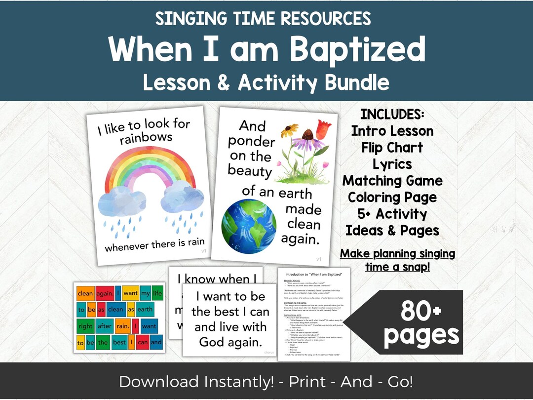 When I Am Baptized Flip Chart and Visual Aids for LDS Primary Music ...