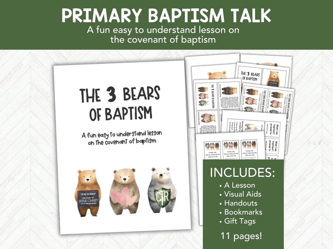 The Three Bears of Baptism Talk With Lesson, Visuals, Handout, Gift ...