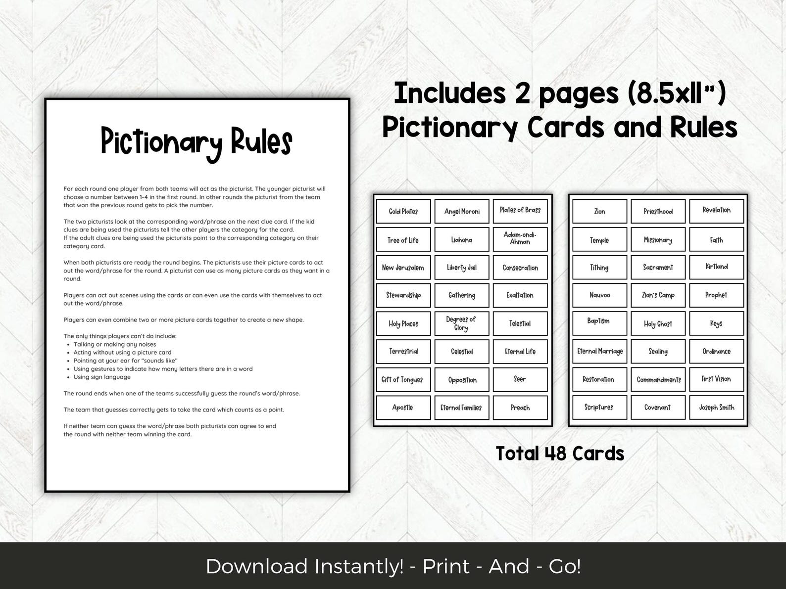 Doctrine and Covenants LDS Game, D&C Pictionary Game for LDS Seminary ...
