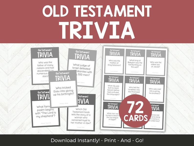 Old Testament Bible Trivia, Bible Games for Kids Teens and Adults ...